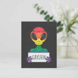 Gay Alien Boyfriend Rainbow Bisexual Pride Postcard | Zazzle