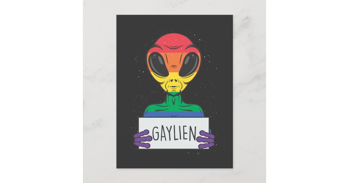 Gay Alien Boyfriend Rainbow Bisexual Pride Postcard | Zazzle