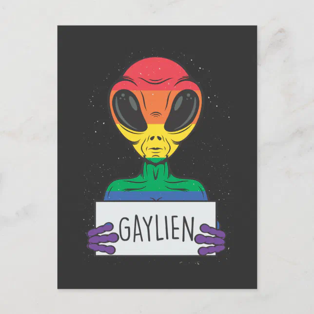 Gay Alien Boyfriend Rainbow Bisexual Pride Postcard | Zazzle