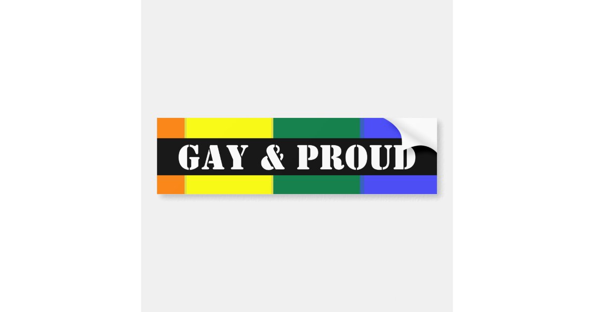 Gay and Proud Rainbow Flag Bumper Sticker | Zazzle