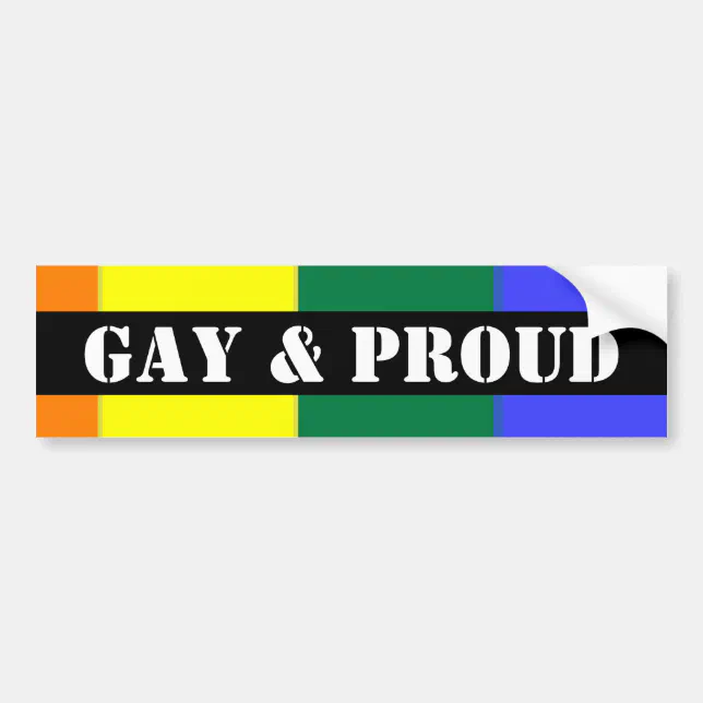 Gay and Proud Rainbow Flag Bumper Sticker | Zazzle