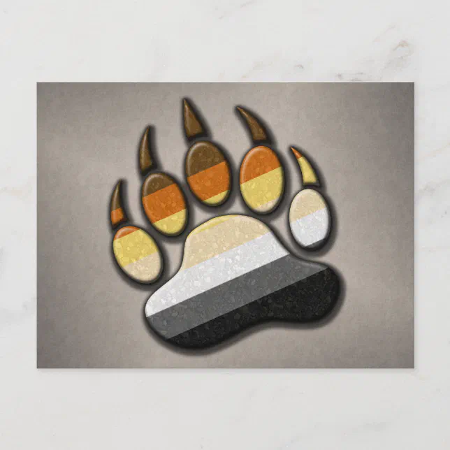Gay Bear Pride Flag Colored Paw Symbol Postcard | Zazzle