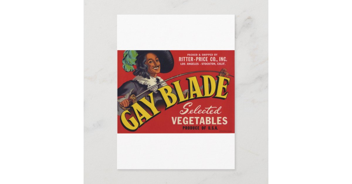 Gay Blade Vegetables Postcard | Zazzle