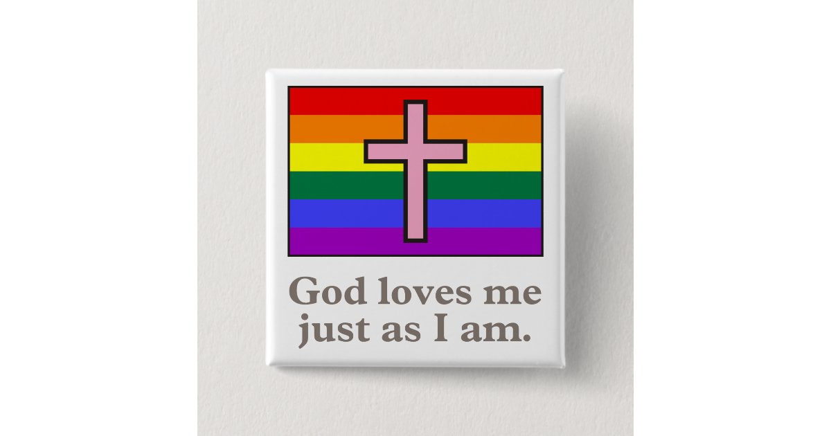 Gay Christian flag slogan button | Zazzle