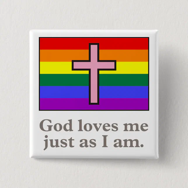 Gay Christian flag slogan button | Zazzle