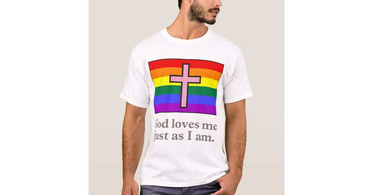 Gay Christian flag slogan shirt | Zazzle