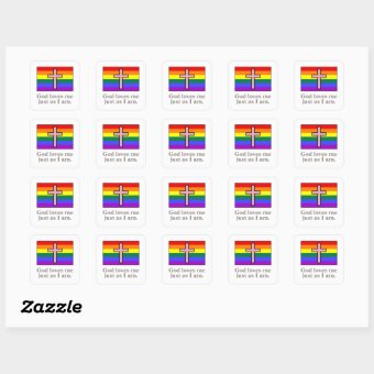 Gay Christian flag slogan Square Sticker | Zazzle