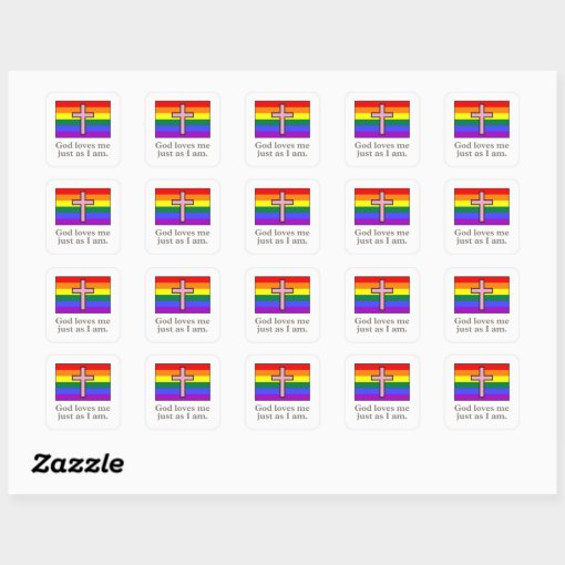 Gay Christian flag slogan Square Sticker | Zazzle