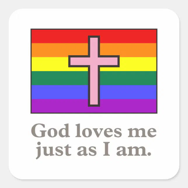 Gay Christian flag slogan Square Sticker | Zazzle