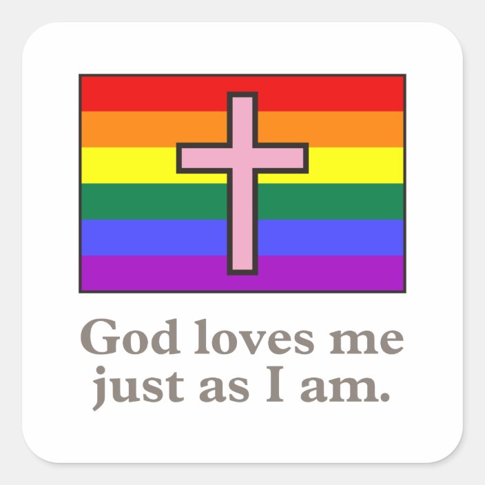 Gay Christian flag slogan Square Sticker | Zazzle.com