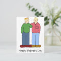 Gay Father's Day Two Dads Male Cartoon Couple Postcard | Zazzle