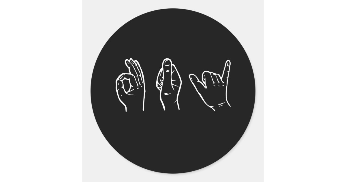 GAY IN SIGN LANGUAGE - WHITE -.png Classic Round Sticker | Zazzle