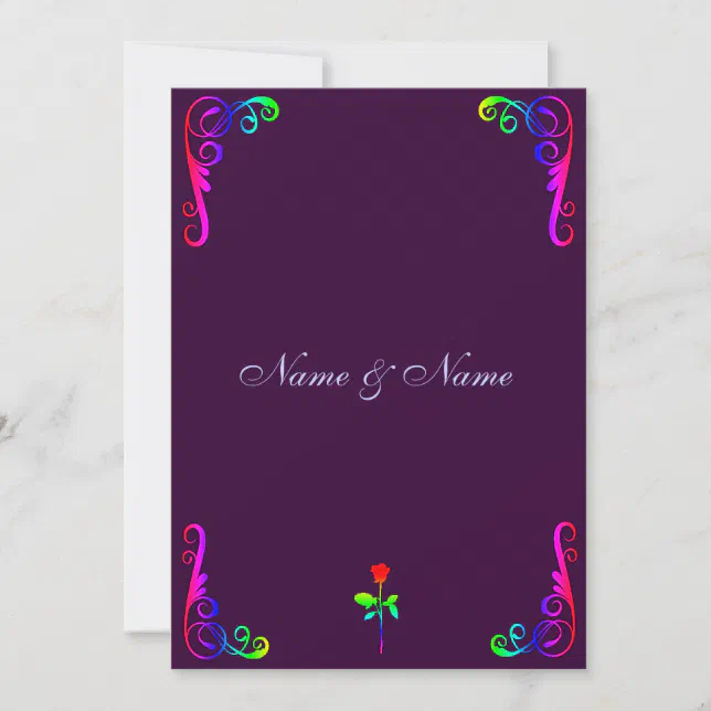 Gay LGBT Wedding Invitation- Rainbow & Purple Invitation | Zazzle