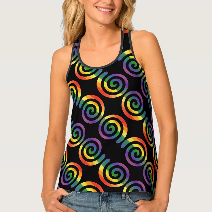 Gay LGBTQ Rainbow Pride Stripe Circular Pattern Tank Top | Zazzle