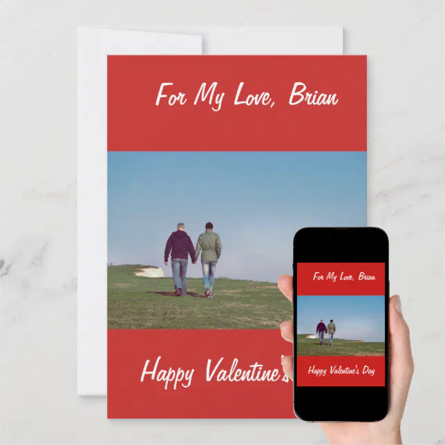 GAY MALE COUPLE PERSONALIZED HAPPY VALENTINE'S DAY HOLIDAY CARD | Zazzle