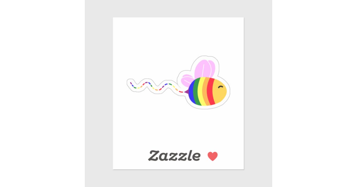 Gay Pride Bee Sticker | Zazzle