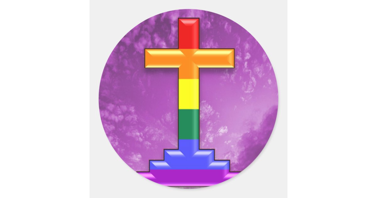 Gay Pride Cross Classic Round Sticker | Zazzle