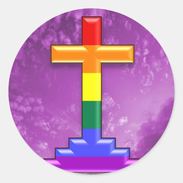 Gay Pride Cross Classic Round Sticker | Zazzle