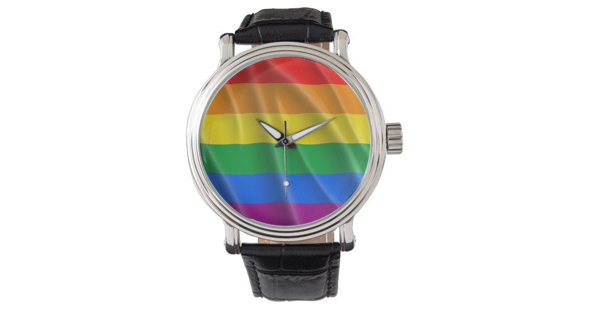 GAY PRIDE FLAG WAVY DESIGN -.png Watch | Zazzle