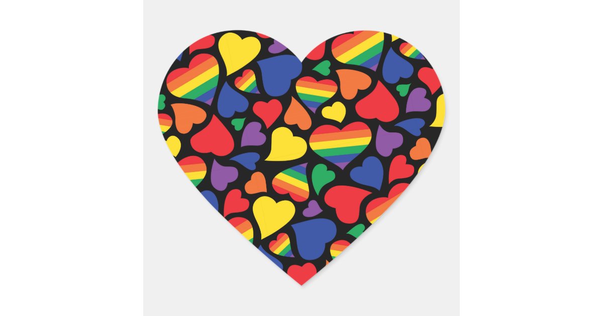 Gay Pride Hearts Pattern Sticker | Zazzle