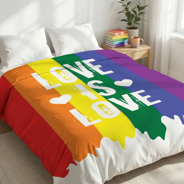 Gay Pride LGBT Rainbow Paint Love is Love Duvet Cover | Zazzle