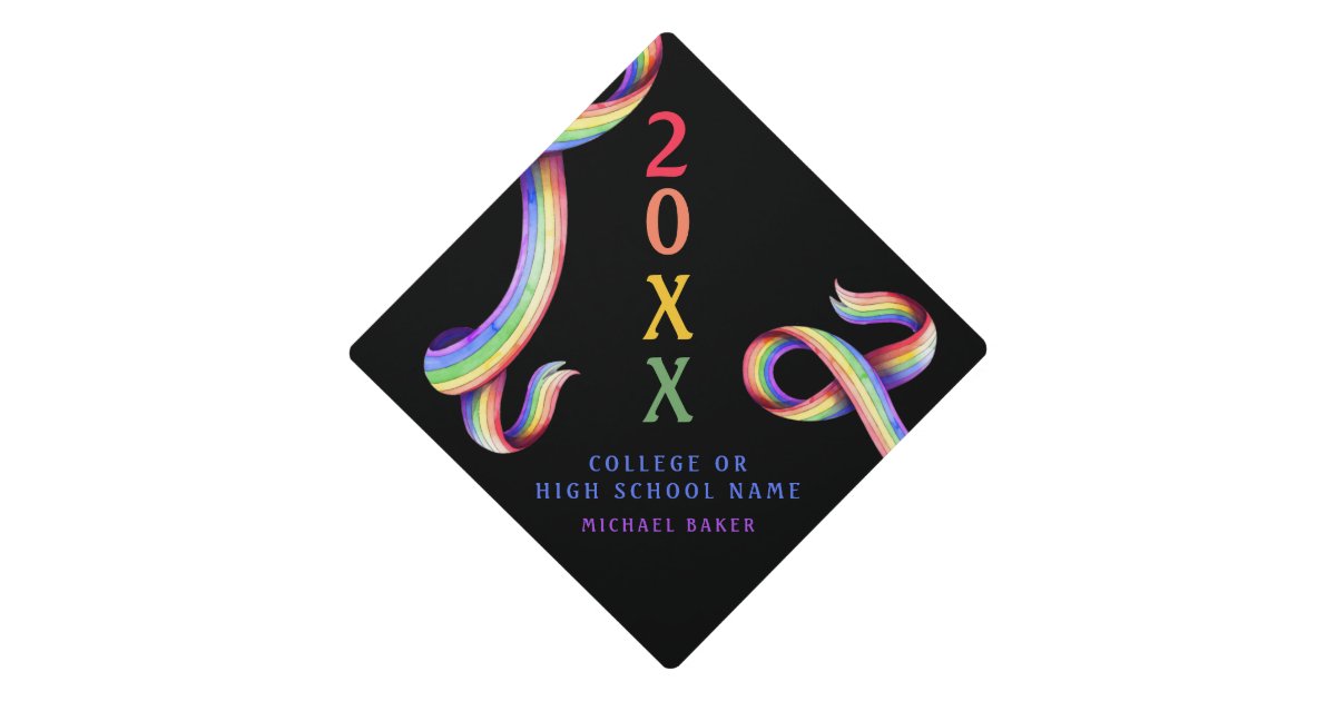 Gay Pride LGBTQ Graduate Name Class Year & School Graduation Cap Topper ...