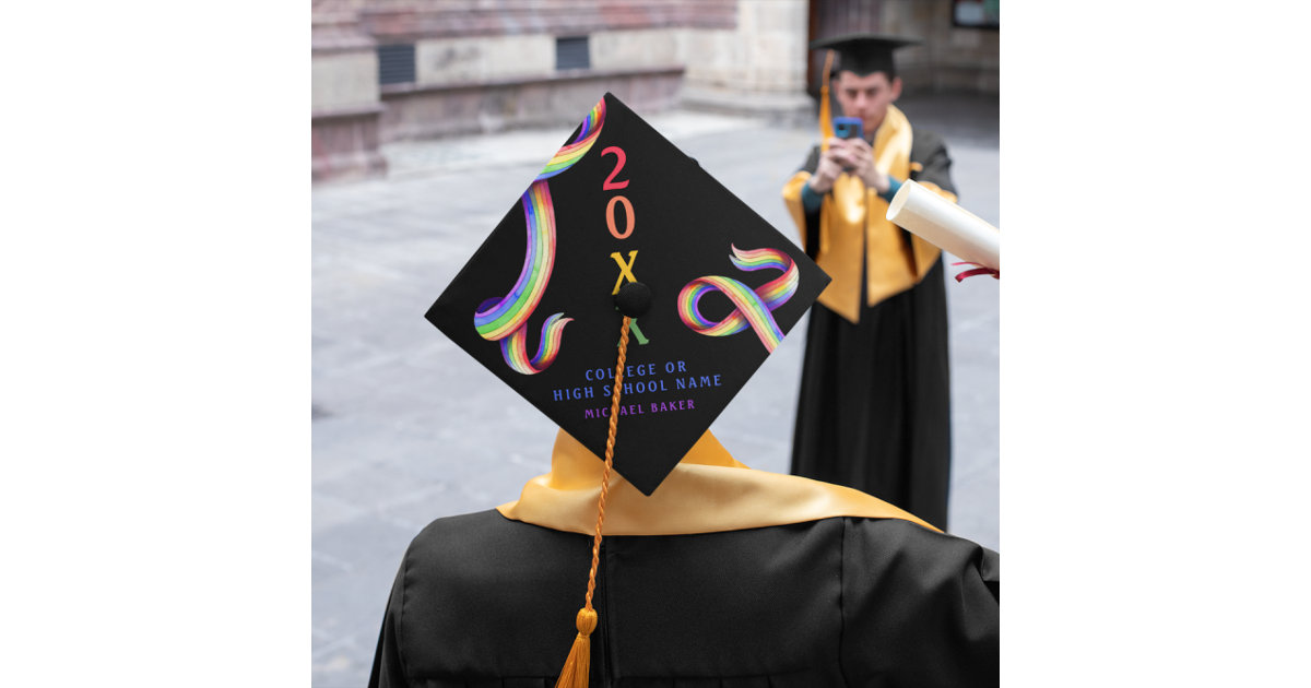 Gay Pride LGBTQ Graduate Name Class Year & School Graduation Cap Topper ...