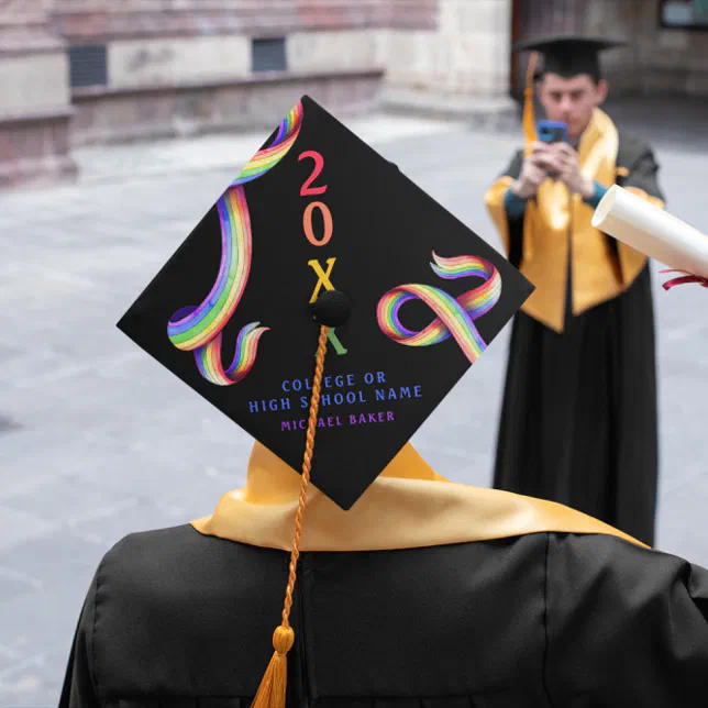 Gay Pride LGBTQ Graduate Name Class Year & School Graduation Cap Topper ...