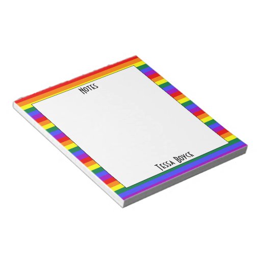 Gay Pride LGBTQ Pride Colors Monogrammed Notepad | Zazzle