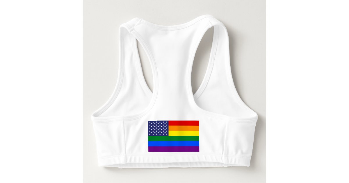 Gay Pride Rainbow American Flag Sports Bra | Zazzle
