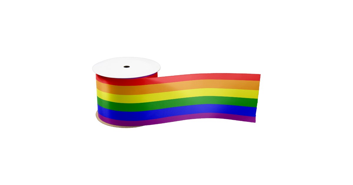 Gay Pride Rainbow Flag pattern Satin Ribbon | Zazzle