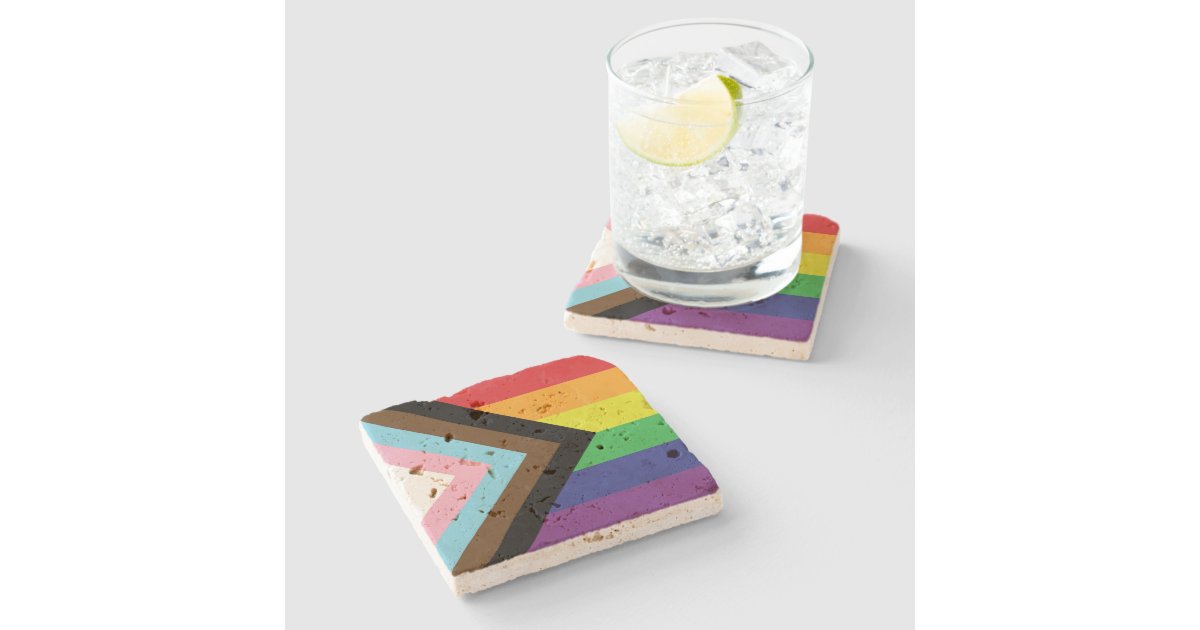 Gay Pride Rainbow Flag Progressive LGBTQIA+ Stone Coaster | Zazzle
