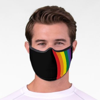 Gay Pride Rainbow Flag Strip Premium Face Mask | Zazzle