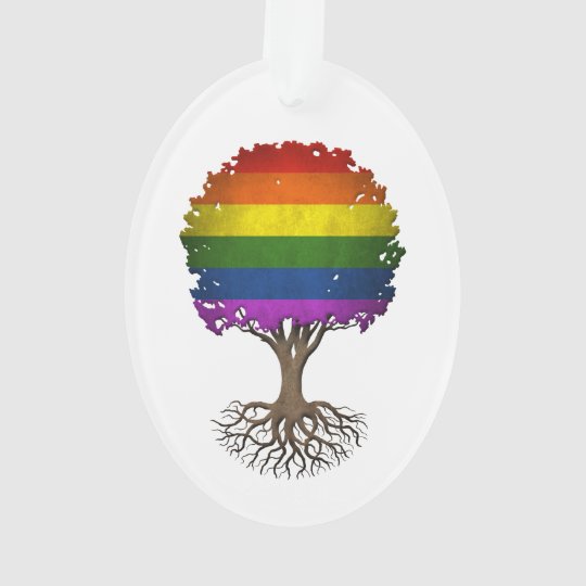 Gay Pride Rainbow Flag Tree of Life Customizable Ornament | Zazzle.com