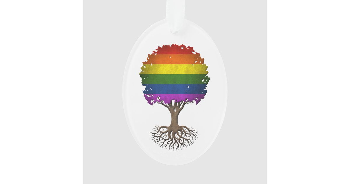 Gay Pride Rainbow Flag Tree of Life Customizable Ornament | Zazzle