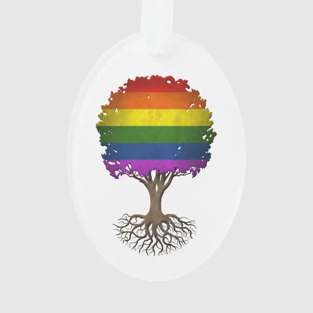 Gay Pride Rainbow Flag Tree of Life Customizable Ornament | Zazzle