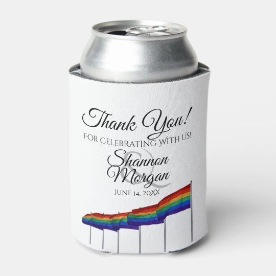 Gay Pride Rainbow Flag Wedding Favor Thank You Can Cooler