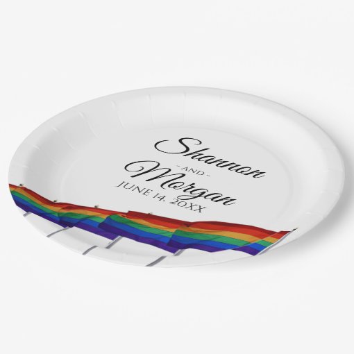 Gay Pride Rainbow Flag Wedding Paper Plates | Zazzle