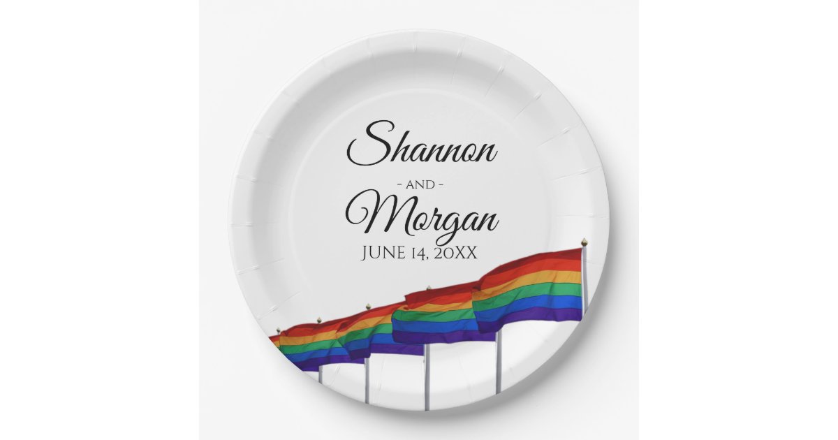 Gay Pride Rainbow Flag Wedding Paper Plates | Zazzle