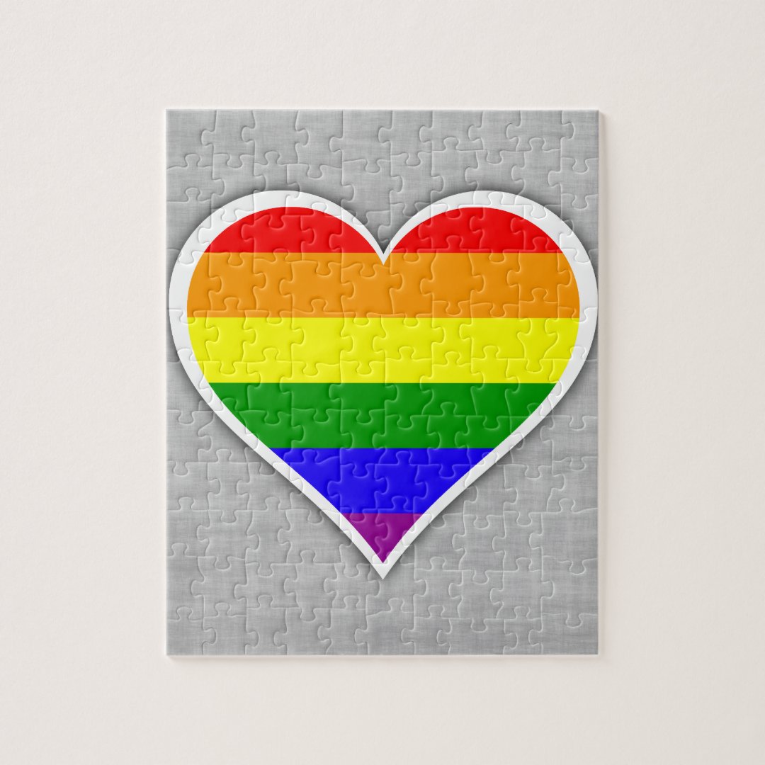 Gay pride rainbow heart jigsaw puzzle | Zazzle