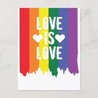 Gay Pride Rainbow Paint Love Is Love Postcard | Zazzle