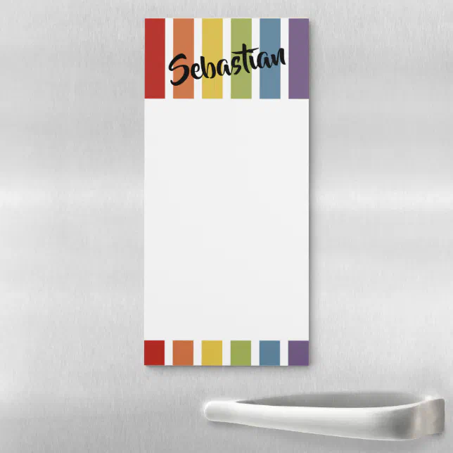 Gay Pride Retro Rainbow Personalized Magnetic Notepad | Zazzle