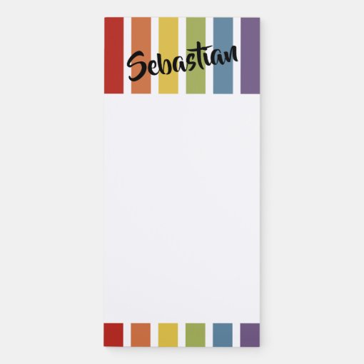 Gay Pride Retro Rainbow Personalized Magnetic Notepad | Zazzle