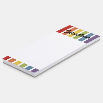Gay Pride Retro Rainbow Personalized Magnetic Notepad | Zazzle