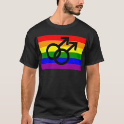 Gay Pride Two Male Mars Symbols Rainbow Flag Shirt | Zazzle