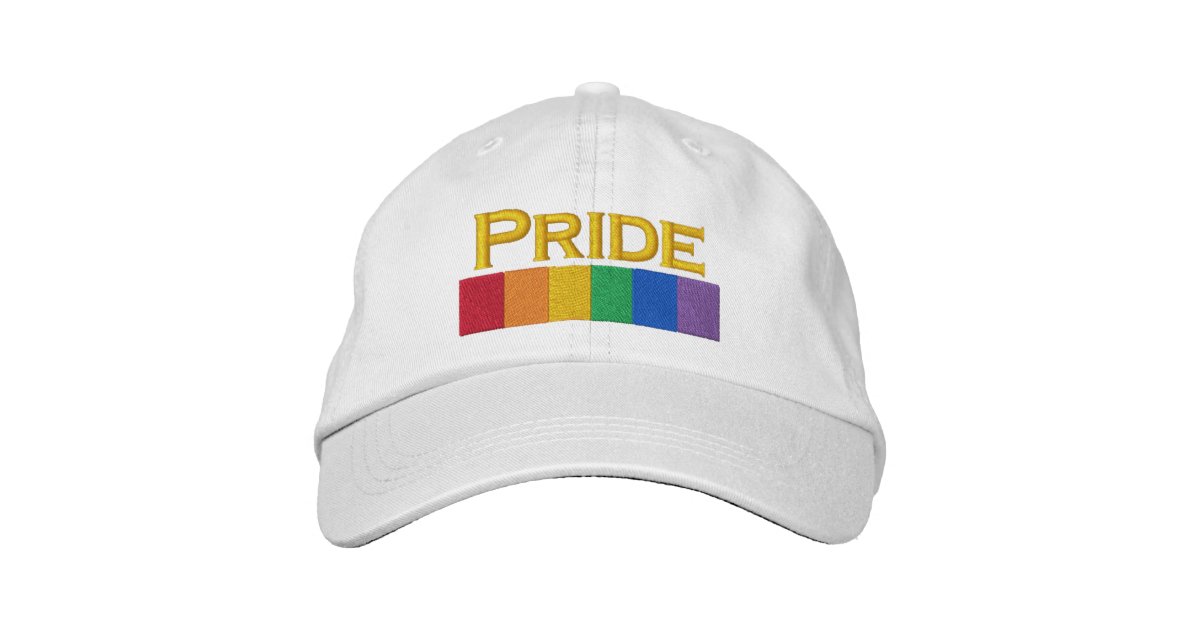 Gay Rainbow Pride Flag Strip Embroidered Baseball Hat | Zazzle