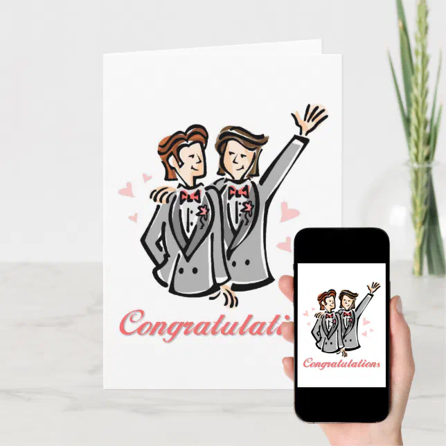 Gay Wedding Card (men) Customizable | Zazzle