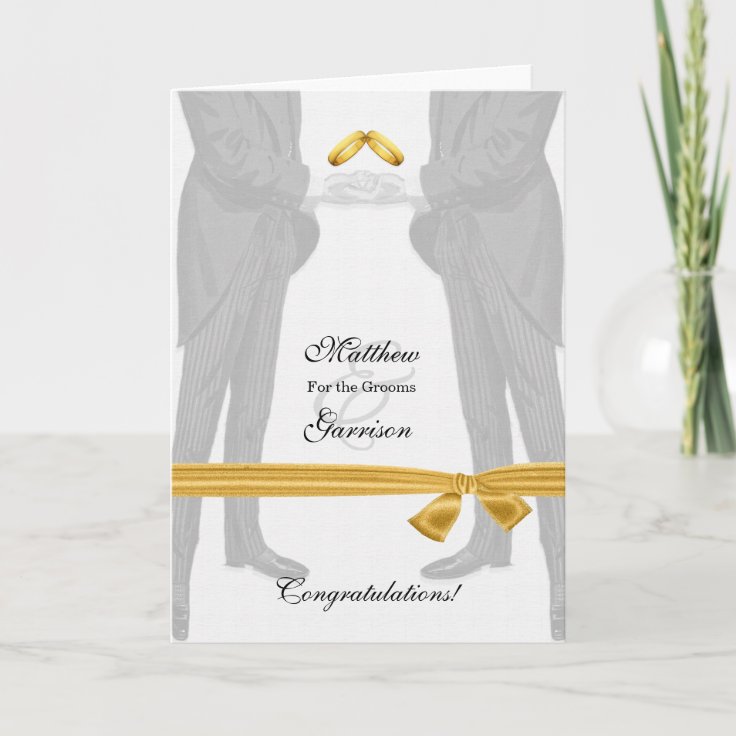 Gay Wedding Congratulations Two Grooms Vintage Card | Zazzle