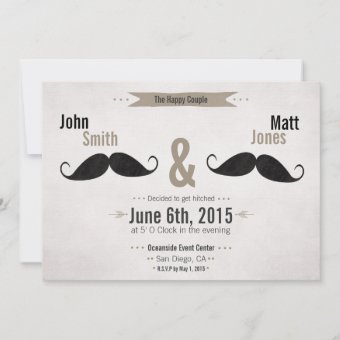 Gay Wedding Moustache Invitation | Zazzle