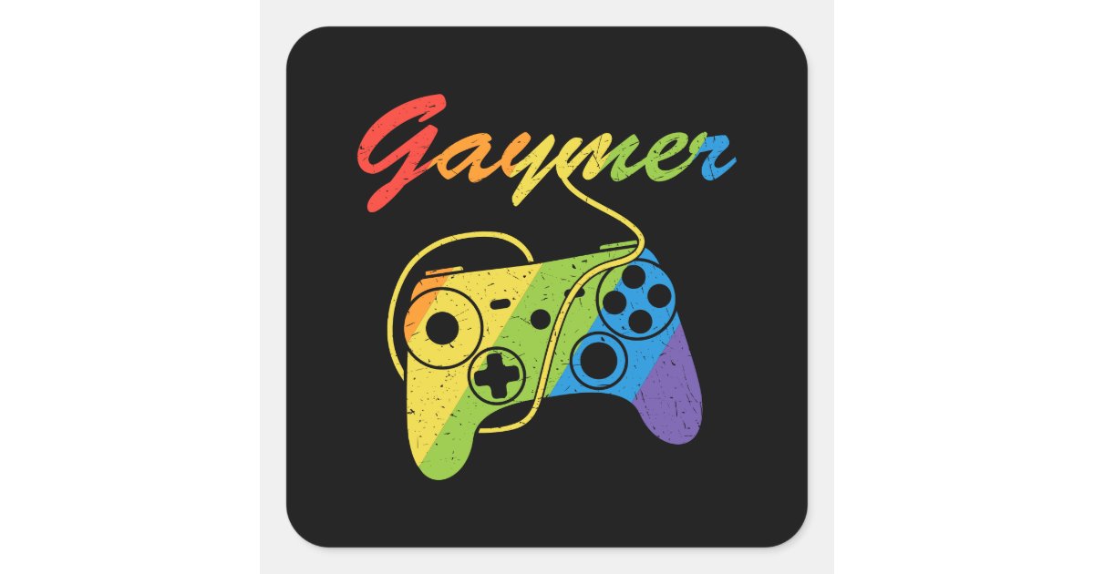 Gaymer | Rainbow Video Game Controller | Gaming Square Sticker | Zazzle